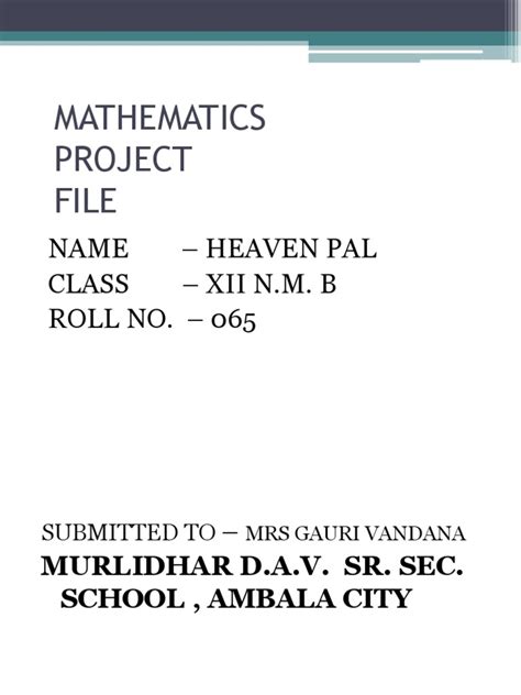 Mathematics Project File Class 12 Pdf Gottfried Wilhelm Leibniz Teaching Mathematics
