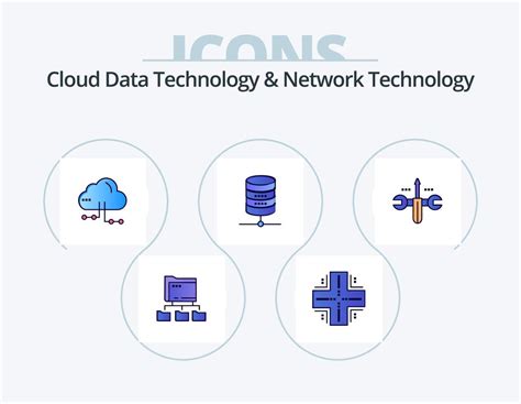 Cloud Data Technology And Network Technology Line Filled Icon Pack 5 Icon Design File Monitor