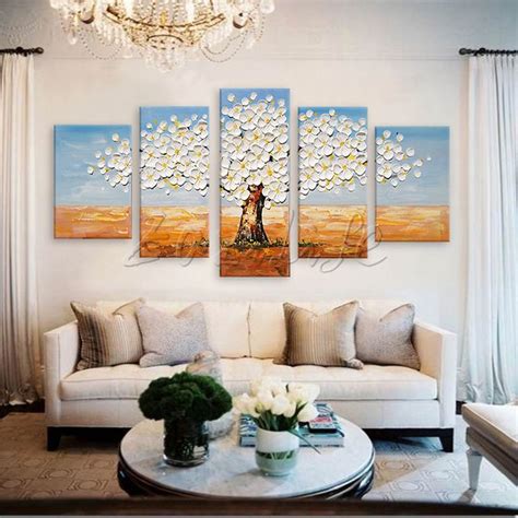 119 0US 5 Pieces Panel Wall Art Palette Knife Hand Painted Flower