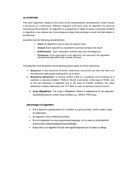 Algorithm And Flowchart Pdf