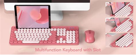 Wireless Keyboard And Mouse Combo Retro Round Keycap Typewriter Keyboard With Phone