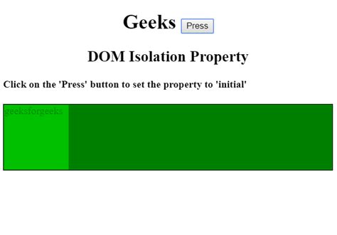 HTML DOM Style Isolation Property GeeksforGeeks