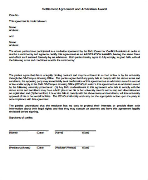 Free 11 Sample Arbitration Agreement Templates In Pdf Ms Word
