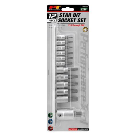 Performance Tool® W1335 Mixed Drive Size Torx Bit Socket Set 12 Pieces