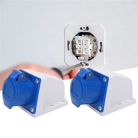 2 Pack 3 Pin Industrial Power Socket 16a Single Phase Waterproof