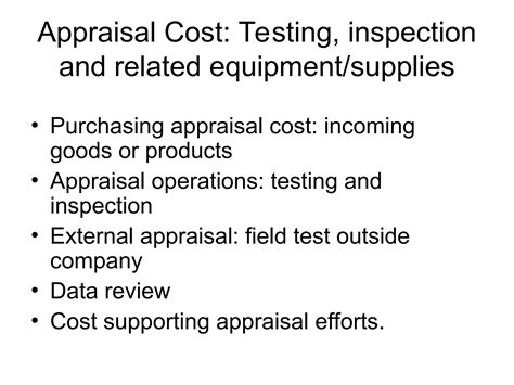 Quality Preventive Cost And Appraisal Cost Ppt