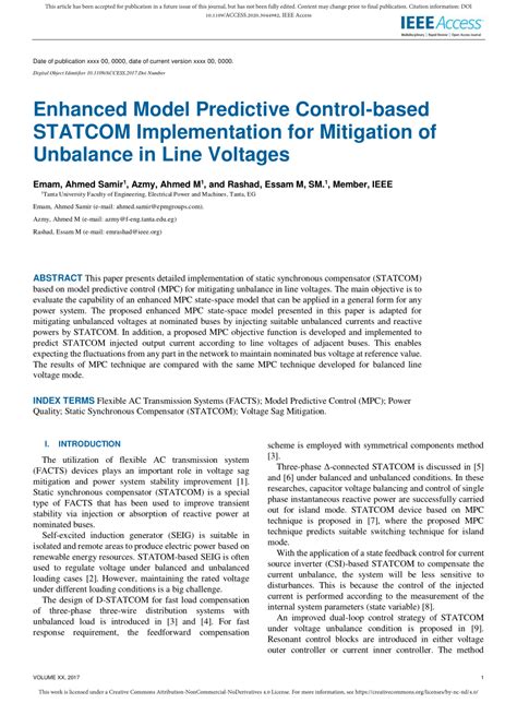 Pdf Enhanced Model Predictive Control Based Statcom Implementation