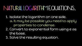 Algebra 2 Lesson Natural Logarithms By Gladman Creations TPT