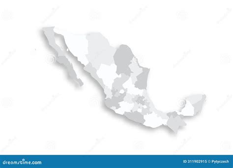 Mexico Political Map Of Administrative Divisions Cartoon Vector