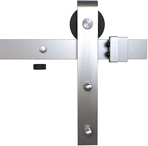 JUBEST Satin Nickel Sliding Barn Door Hardware Kit Smoothly And Quietly Hanger Roller Flat Track