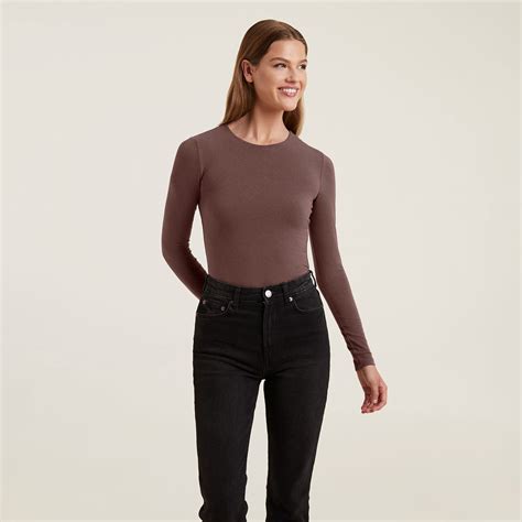 Cotton Crewneck Bodysuit Coffee Nuuds