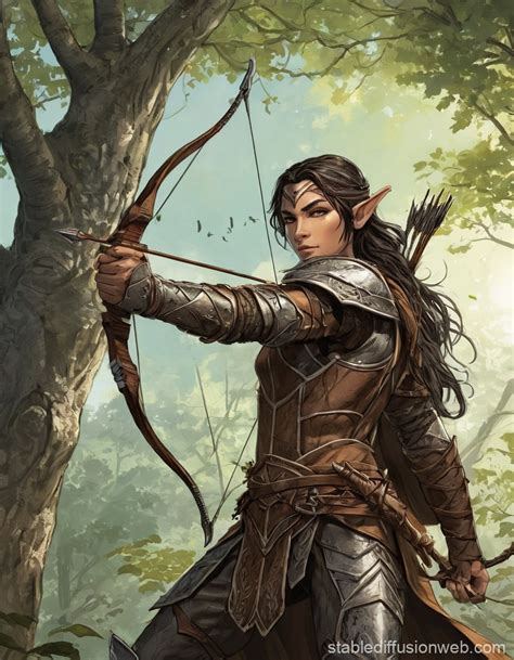 Brown Tinted Wood Elven Warrior In Armor Stable Diffusion Online