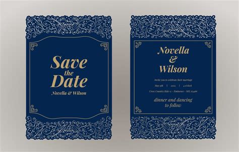 Laser Cut Wedding Invitation Set 15662290 Vector Art At Vecteezy