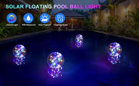 Ciavca Solar Floating Pool Lights Colorful Solar Pool
