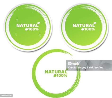 당연히 100 입니다 녹색 스티커 3d 스타일에서의 집합입니다 방울의 물 흐르는 자연 제품입니다 그런 지 스타일입니다 생태 레이블입니다 벡터 일러스트입니다 Eps 10