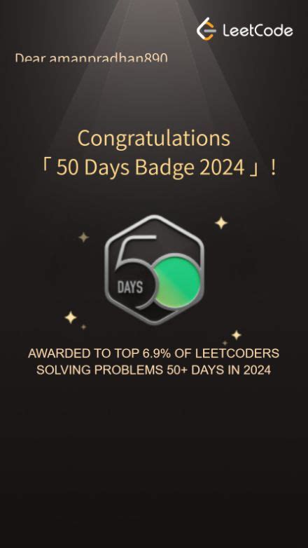 Earned Leetcode 50 Days Badge Aman Pradhan Posted On The Topic Linkedin