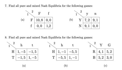 solved 7 find all pure and mixed nash equilibria for the