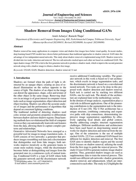 PDF Shadow Removal From Images Using Conditional GANs
