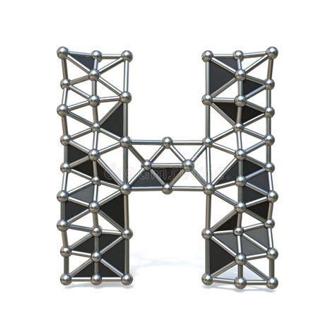Wire Low Poly Black Metal Font Letter H 3D Stock Illustration
