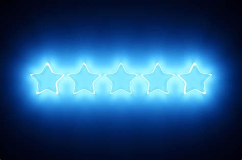 Ilustración 3d 5 estrellas azules se encuentran en una fila sobre fondo
