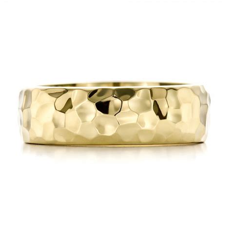 Custom Mens Hammered Yellow Gold Wedding Band 100269 Bellevue Seattle