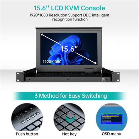 Mt Viki Vga Lcd Kvm Console 8 Port 156 Inch Monitor