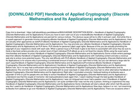 Ppt [download Pdf] Handbook Of Applied Cryptography Discrete