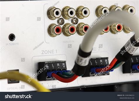 Connecting Audio Amplifier Using Closeup Connectors Stock Photo 2165366111 Shutterstock