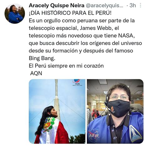 Aracely Quispe Tras Lanzamiento Del Telescopio James Webb “¡día