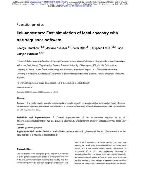 Pdf Link Ancestors Fast Simulation Of Local Ancestry With Tree Sequence Software