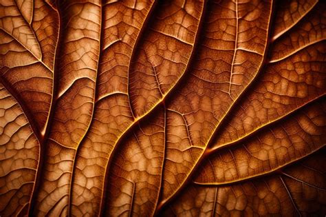 Premium Ai Image Brown Leaf Macro Texture