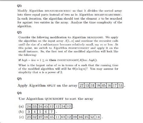 Solved Q1 Modify Algorithm BINARYSEARCHREC So That It Chegg Com