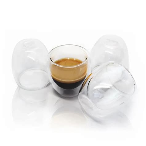 Double Layers 80ml Heat Resistant Glass Materal Coffee Tea Cups Double