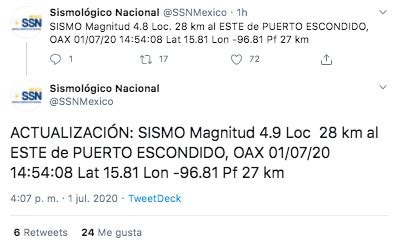 Se registró sismo de grados en Puerto Escondido que también se percibió en la CDMX Infobae