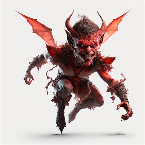 Premium Photo There Is A Red Demon With Horns And A Red Face