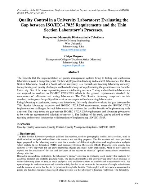 Pdf Quality Control In A University Laboratory Evaluating The Gap Between Isoiec 17025