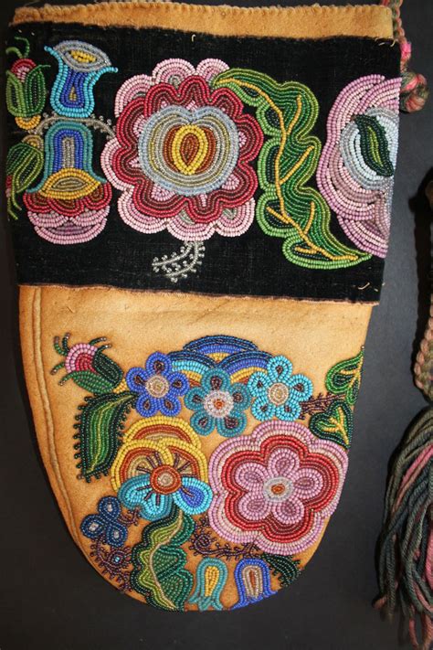 19th Century Cree Indian Beaded Mittens Native American Beadwork