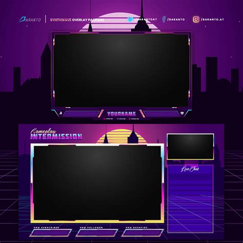 Animated Synthwave Overlay Twitch Package Instant Download Etsy