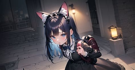 猫耳 青猫少女、夜をいく にゃんてつのイラスト Pixiv