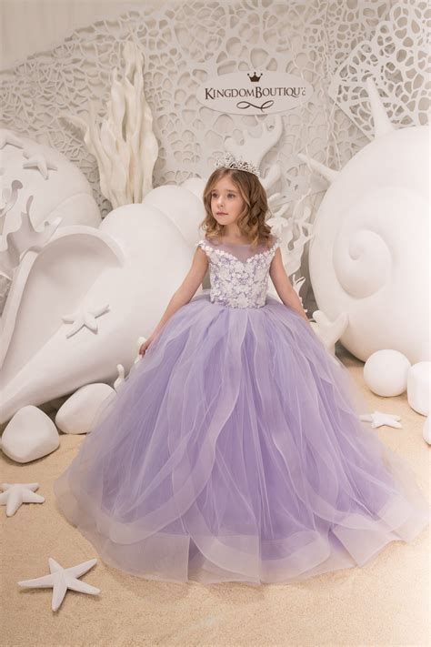 Lilac Flower Girl Dress Birthday Wedding Party Holiday Bridesmaid Lilac