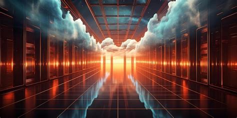 The Significance Of Cloud Computing Server Room With Glowing Cloud