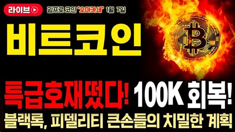 비트코인 새벽속보 비트코인 100k회복 특급호재 떴다 미치도록 치밀한 큰 손들 Feat 블랙록 피델리티 Youtube