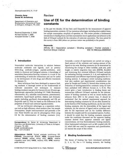 Pdf Use Of Ce For The Determination Of Binding Constants