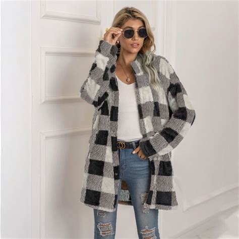 Plaid Flannel Shacket Jacket Women Longline Coat Red Plaid Shirt