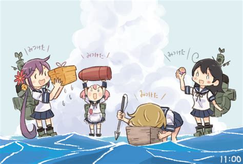 Ushio Akebono Sazanami And Oboro Kantai Collection Drawn By