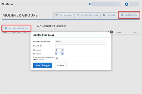 Aloha Cloud Creating Modifier Groups Ncr Docs