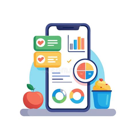 Healthy Lifestyle App Food Fitness Data Analysis And Healthy Diet Tracking Stock Vector
