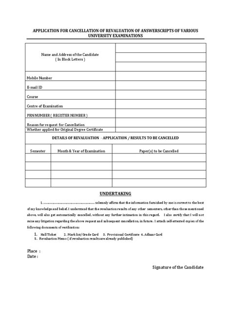 Application For Cancellation Of Revaluation Result Pdf