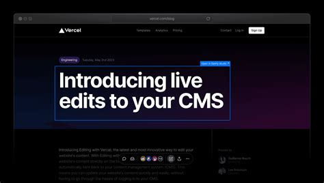 Visual Editing Click To Edit Content For Headless Cmses On Vercel Vercel