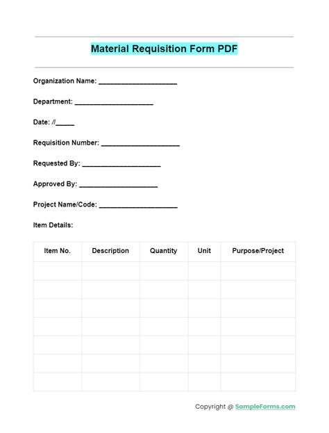 FREE 18 Material Requisition Form Samples PDF MS Word Google Docs